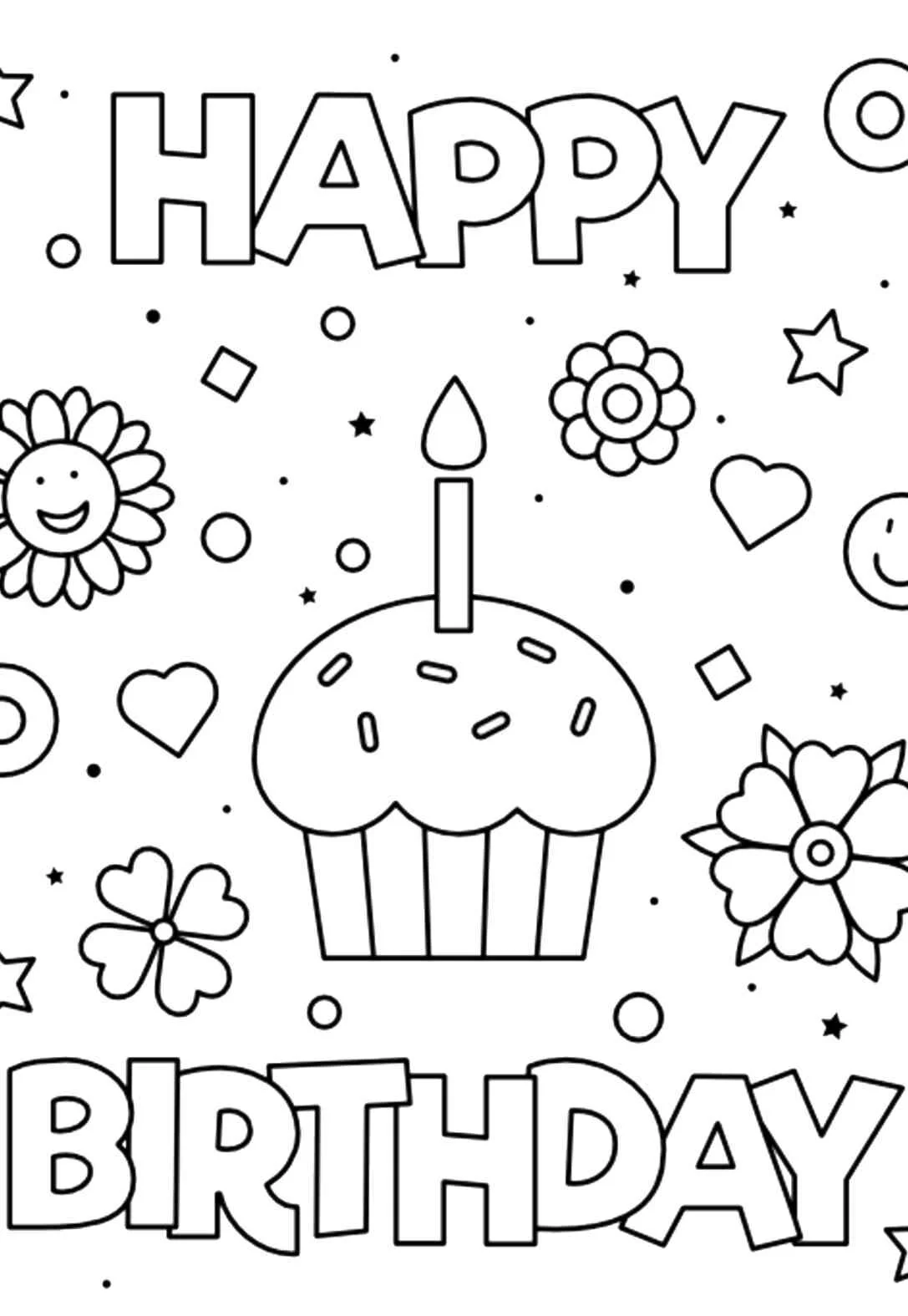 9 Sweet Cupcake Birthday Coloring Pages & Cards (free) — PRINTBIRTHDAY ...