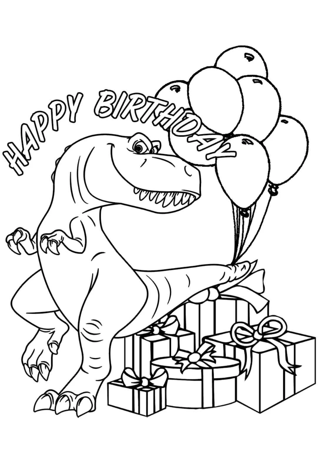 10 Gnarly Dinosaur Birthday Coloring Pages & Cards (free ...
