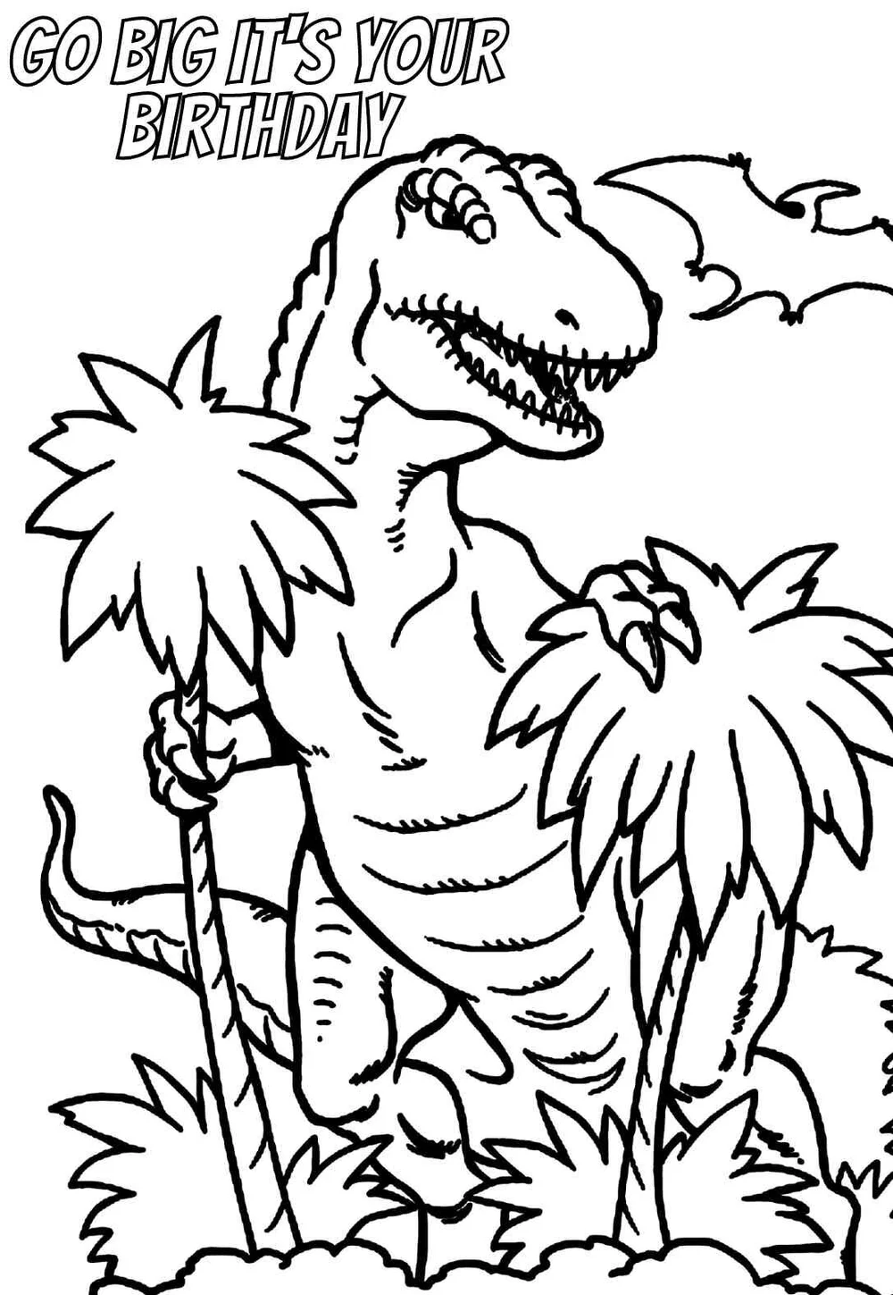 10 Gnarly Dinosaur Birthday Coloring Pages & Cards (free ...