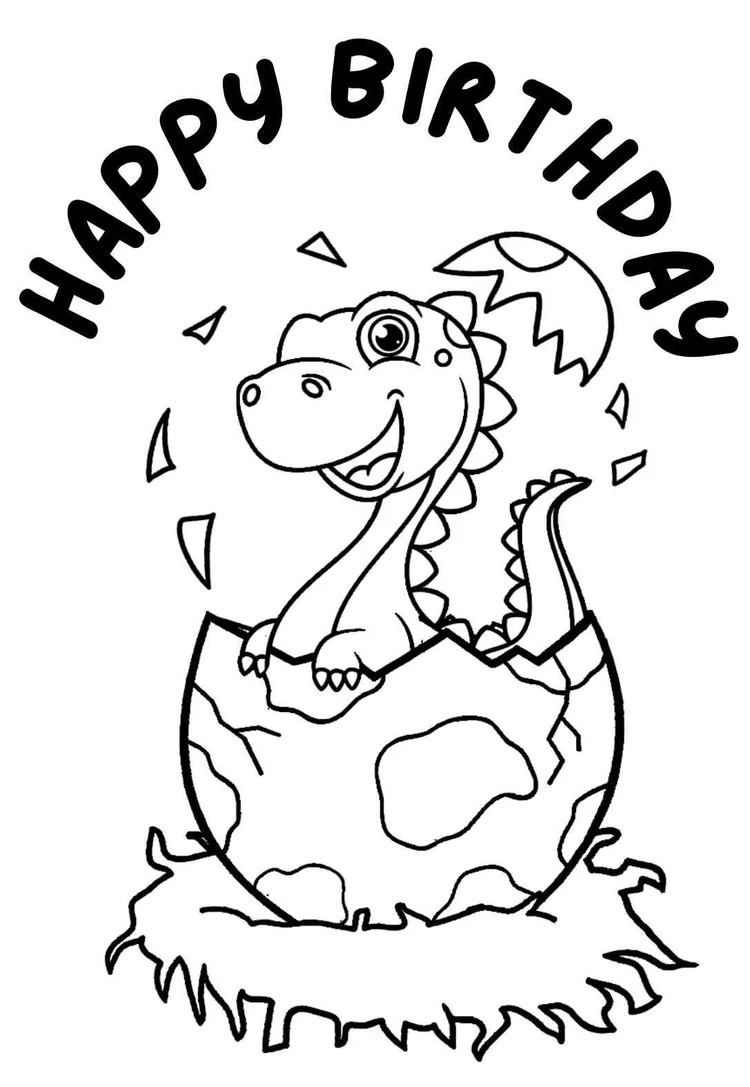 10 Gnarly Dinosaur Birthday Coloring Pages & Cards (free ...