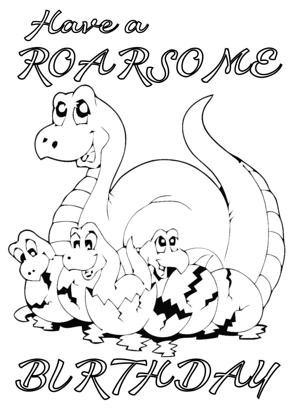 10 Gnarly Dinosaur Birthday Coloring Pages & Cards (free ...