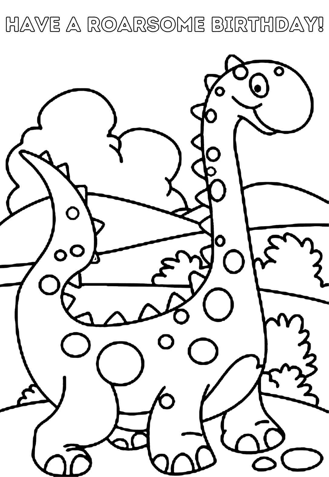 10 Gnarly Dinosaur Birthday Coloring Pages & Cards (free ...