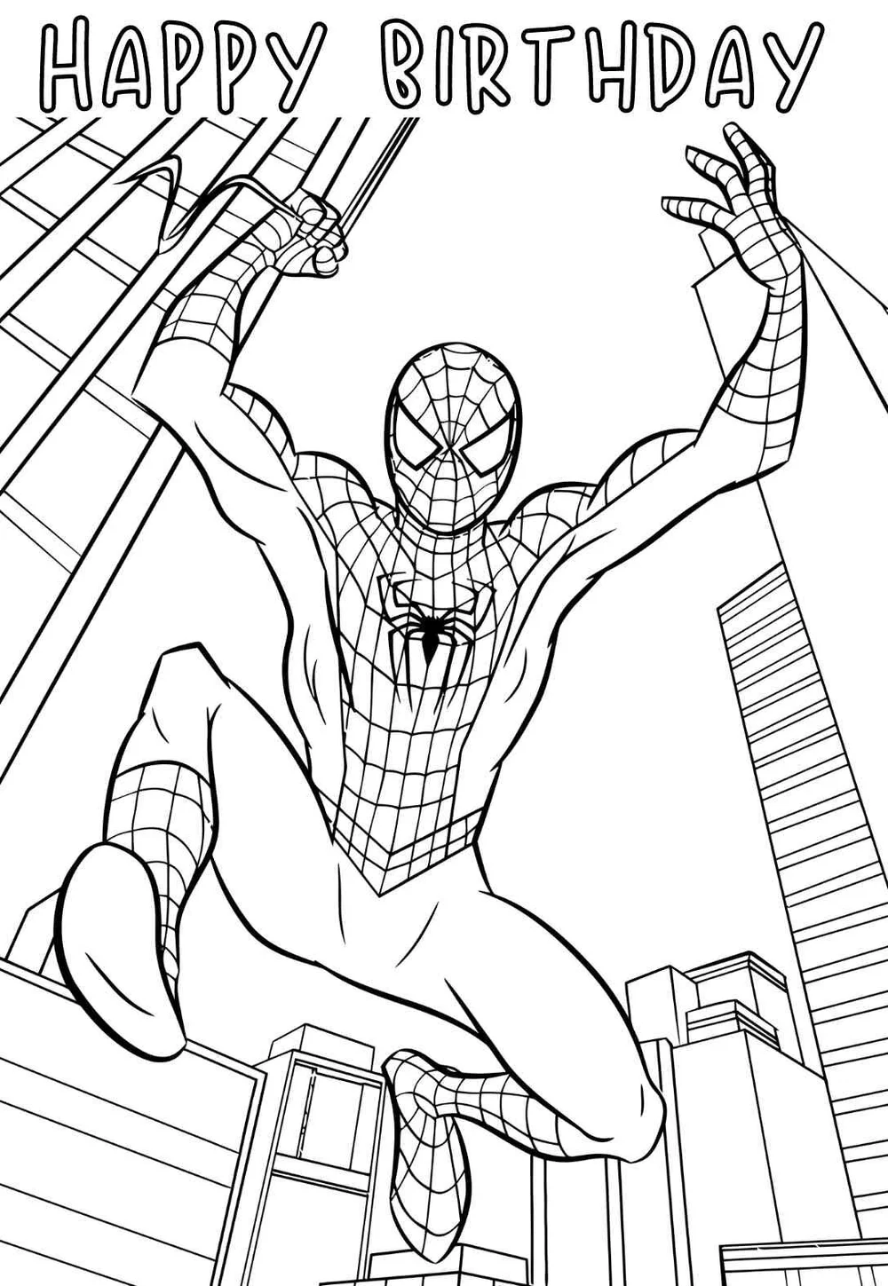 12 Spectacular Spiderman Birthday Coloring Pages & Cards (free ...