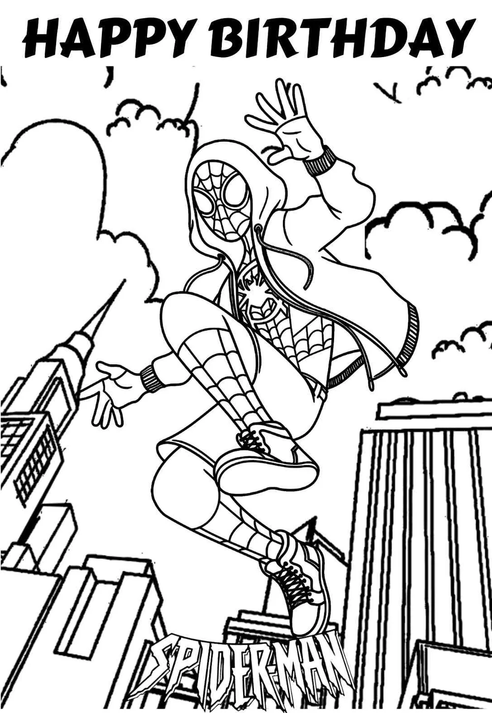 12 Spectacular Spiderman Birthday Coloring Pages & Cards (free ...