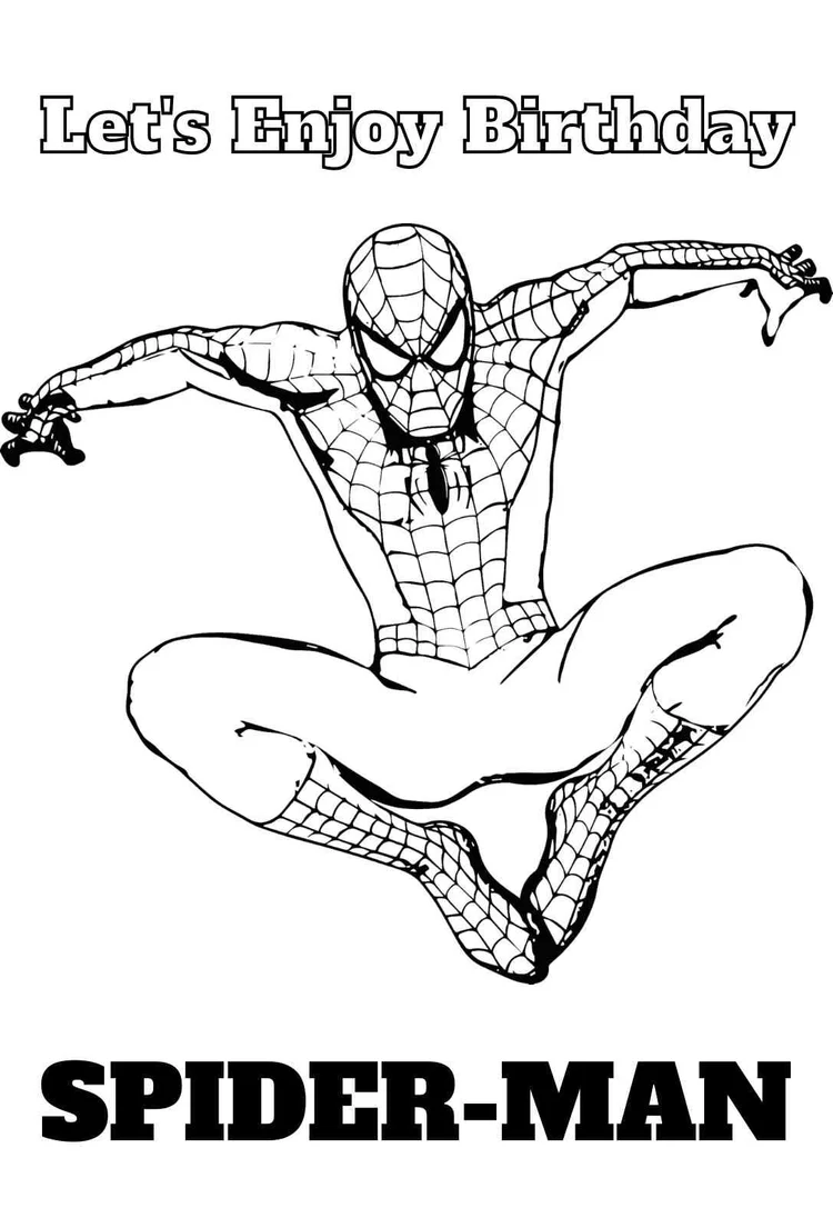 12 Spectacular Spiderman Birthday Coloring Pages & Cards (free ...