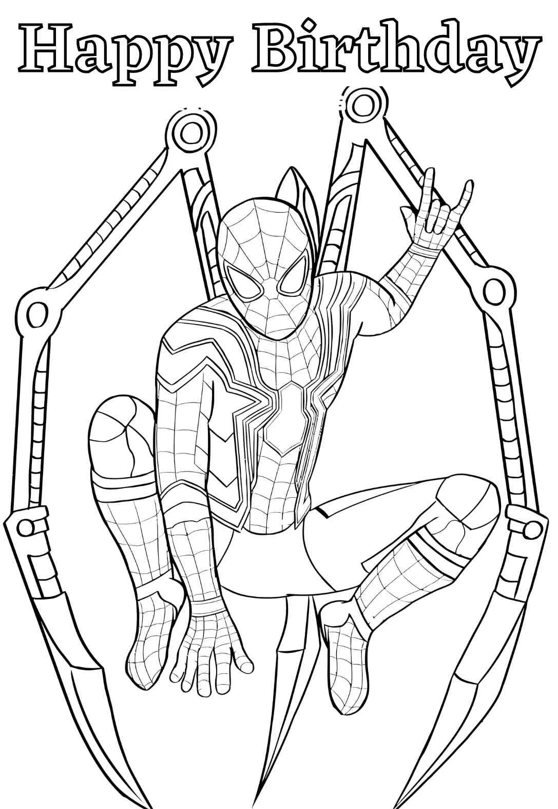 12 Spectacular Spiderman Birthday Coloring Pages & Cards (free ...
