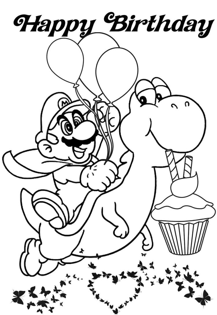 4 Fun Mario Birthday Coloring Pages & Cards (free) — PRINTBIRTHDAY.CARDS