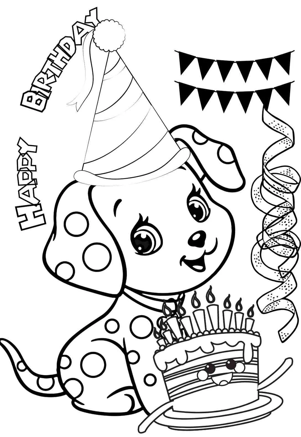 4 Puppy Birthday Coloring Pages & Cards (free) — PRINTBIRTHDAY.CARDS