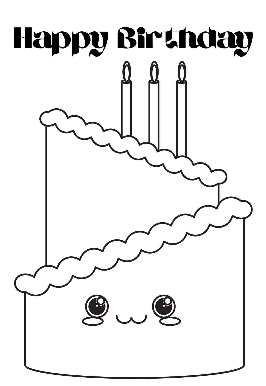 7 Beautiful Coloring Pages of Birthday Cakes + Printable Cards ...