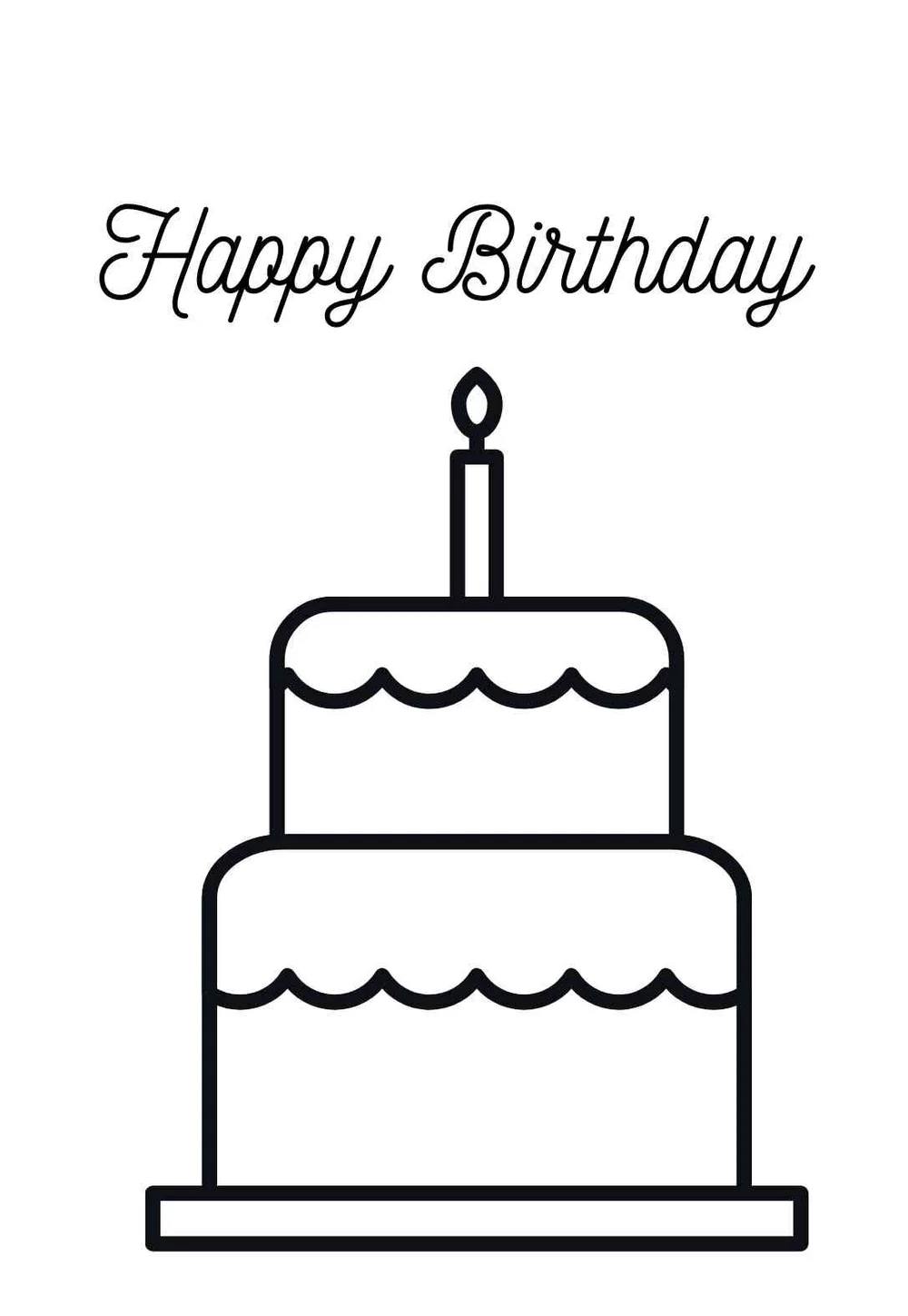7 Beautiful Coloring Pages of Birthday Cakes + Printable Cards ...