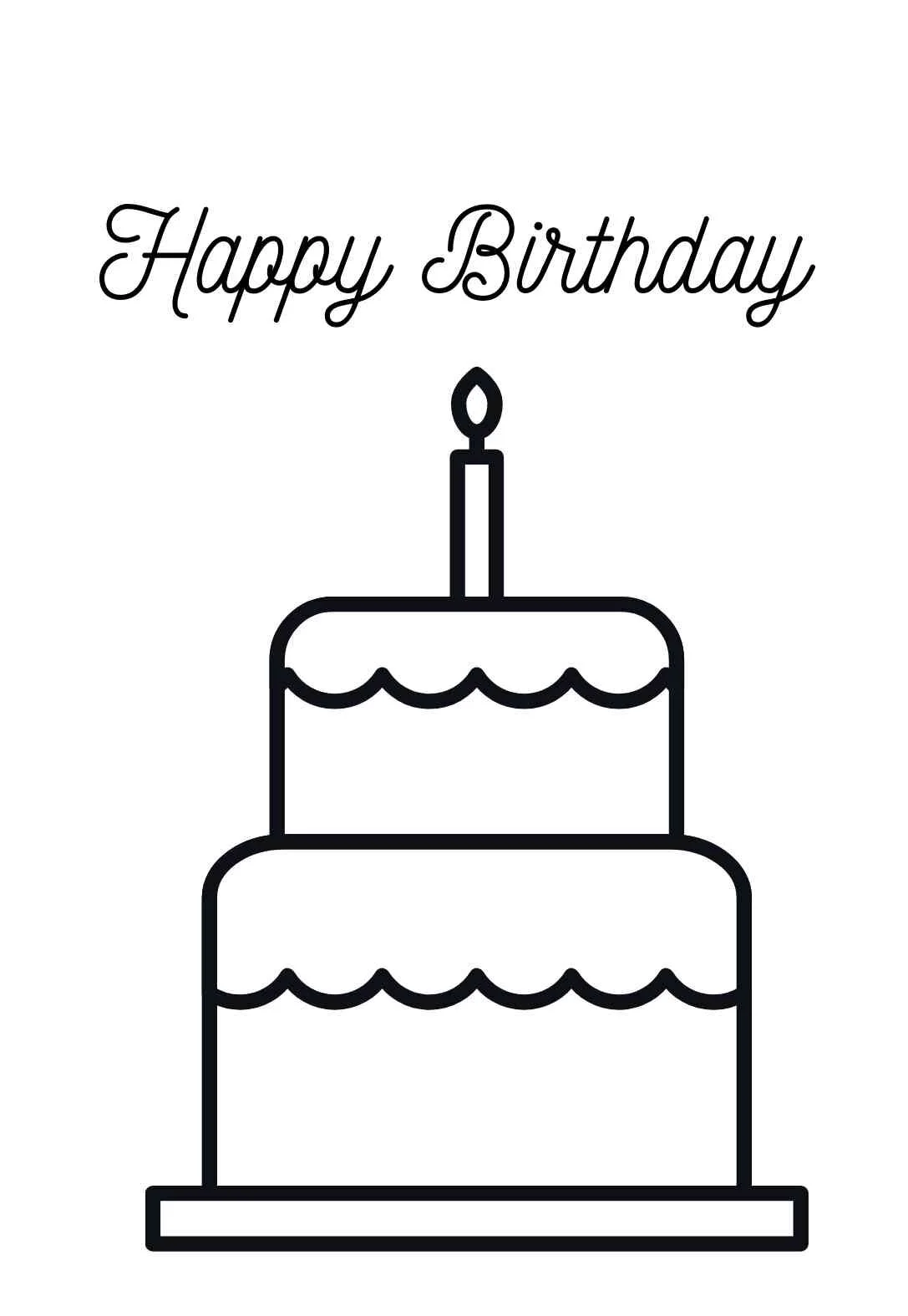 7 Beautiful Coloring Pages of Birthday Cakes + Printable Cards ...