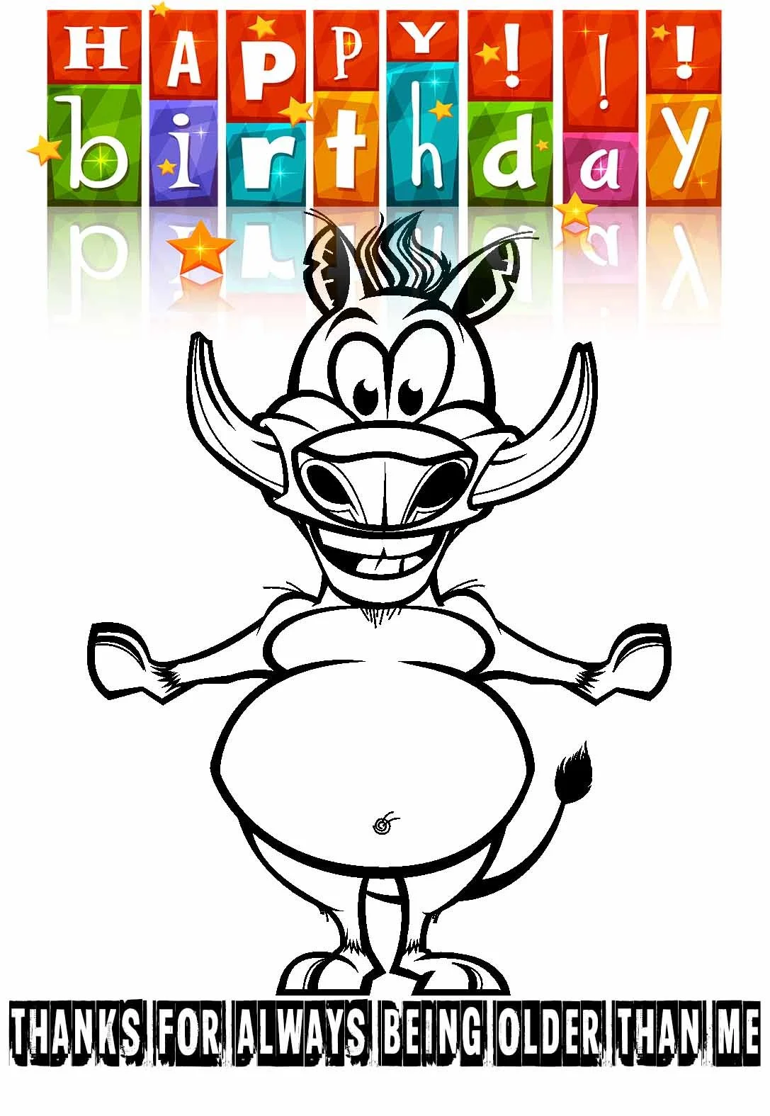 8 Funny Birthday Coloring Pages & Cards (free) — PRINTBIRTHDAY.CARDS