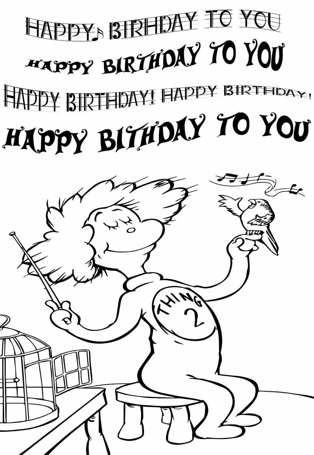 Dr Seuss Birthday Coloring Pages & Cards — PRINTBIRTHDAY.CARDS