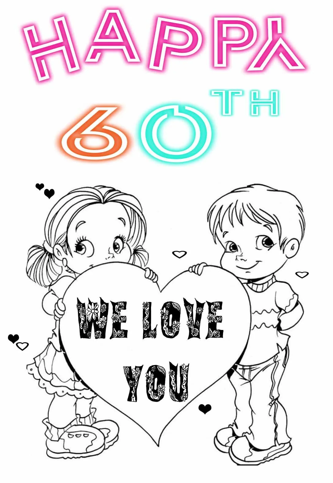 60th Birthday Coloring Pages & Cards (free) — PRINTBIRTHDAY.CARDS