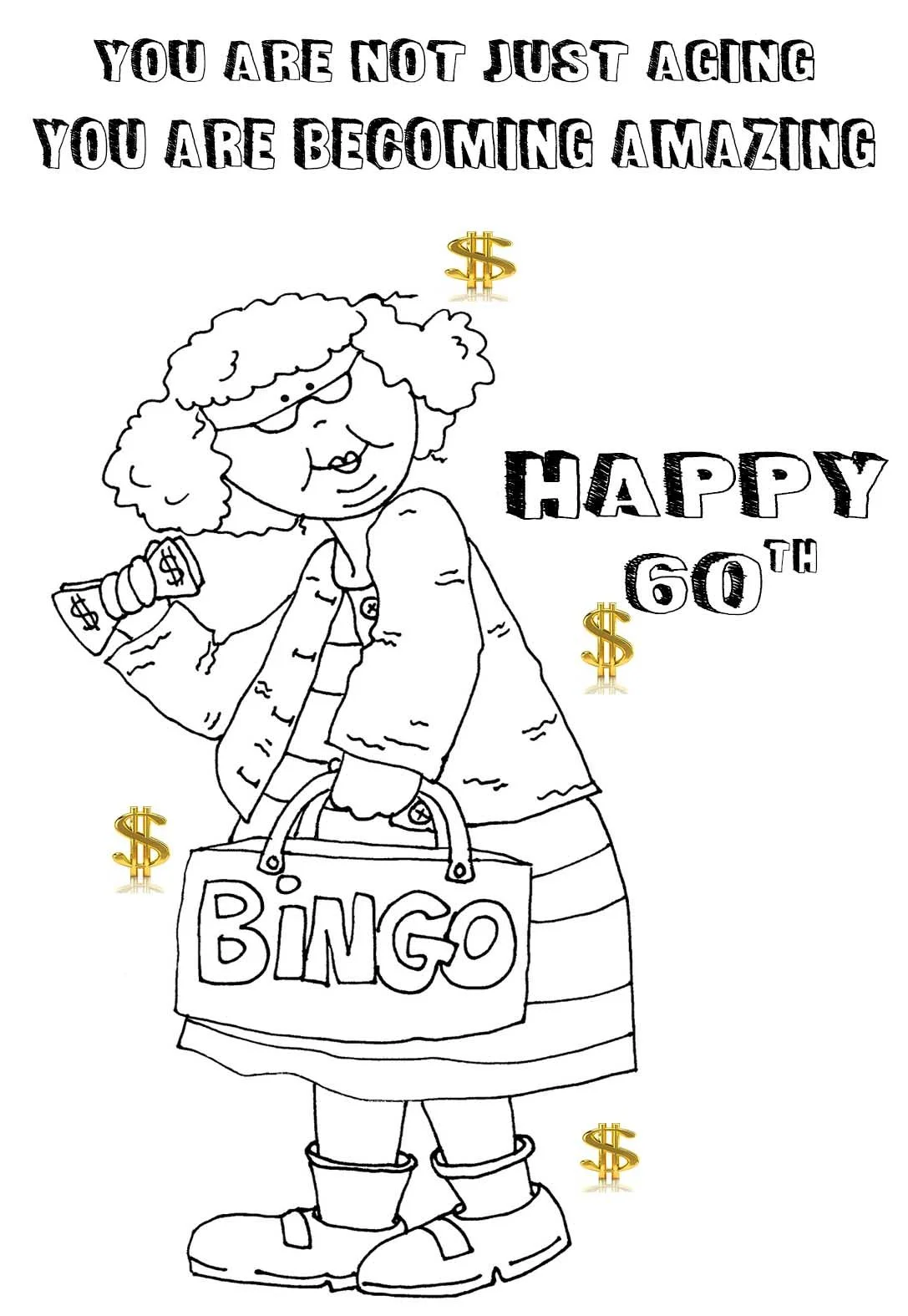 60th Birthday Coloring Pages & Cards (free) — PRINTBIRTHDAY.CARDS