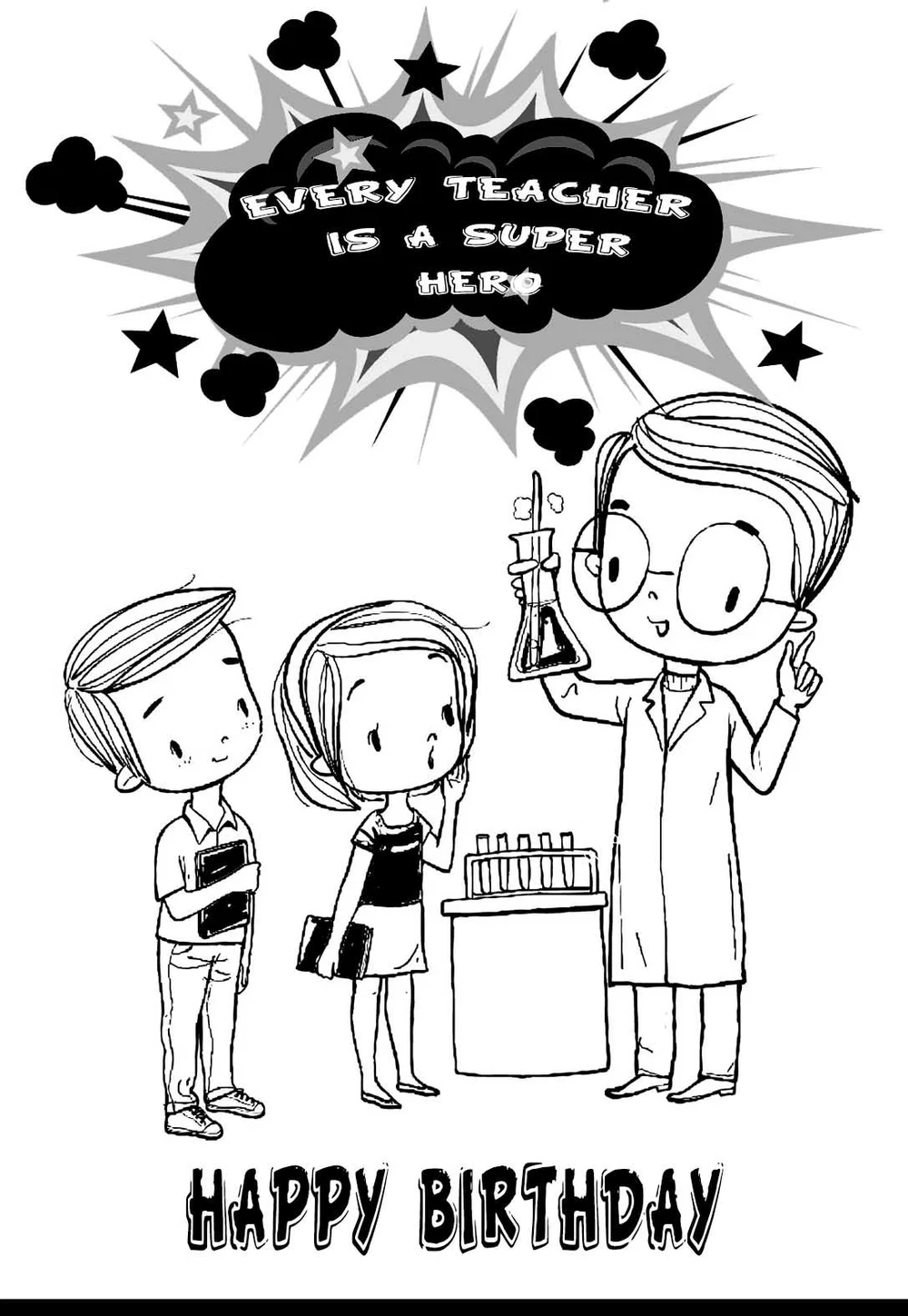 Happy Birthday Teacher Coloring Pages & Cards — PRINTBIRTHDAY.CARDS