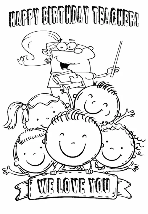 Happy Birthday Teacher Coloring Pages & Cards — PRINTBIRTHDAY.CARDS