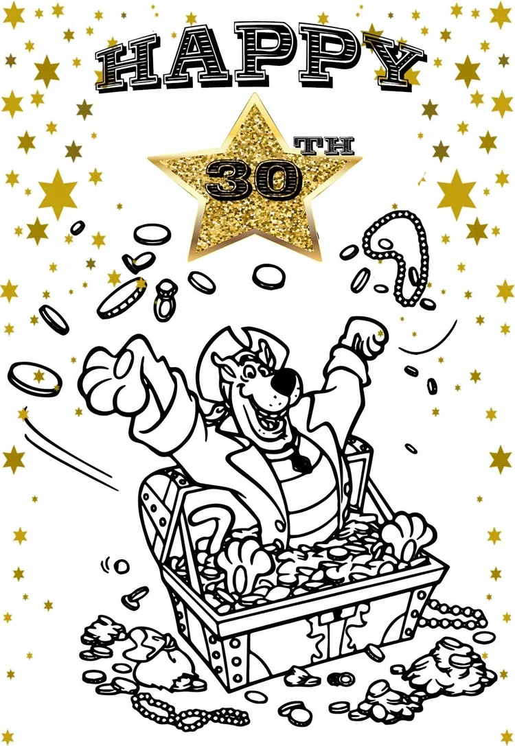 Happy 30th Birthday Coloring Pages & Cards — PRINTBIRTHDAY.CARDS