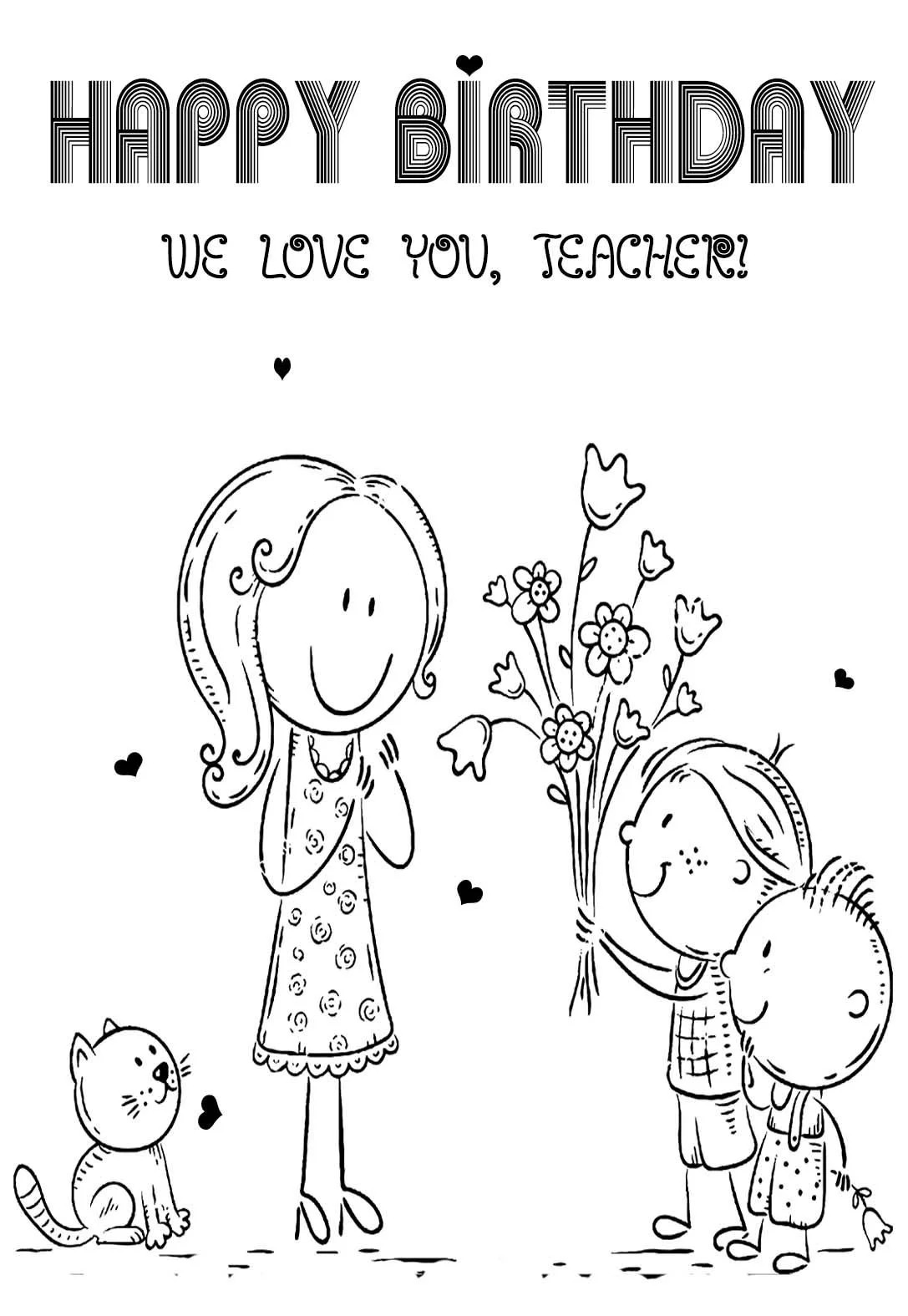 Happy Birthday Teacher Coloring Pages & Cards — PRINTBIRTHDAY.CARDS