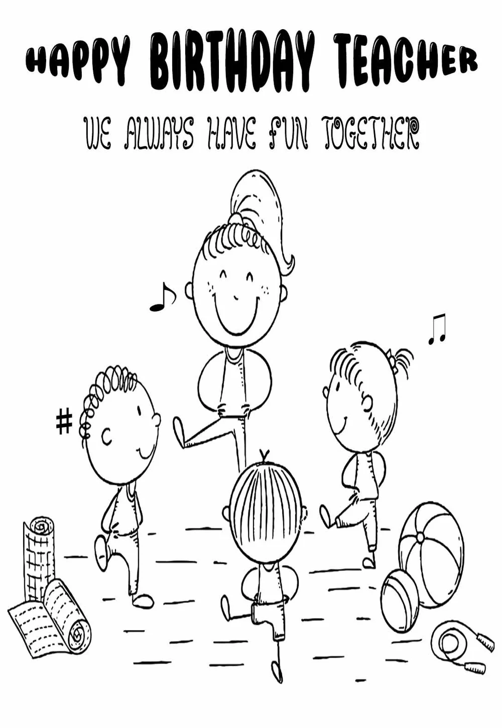 Happy Birthday Teacher Coloring Pages & Cards — PRINTBIRTHDAY.CARDS