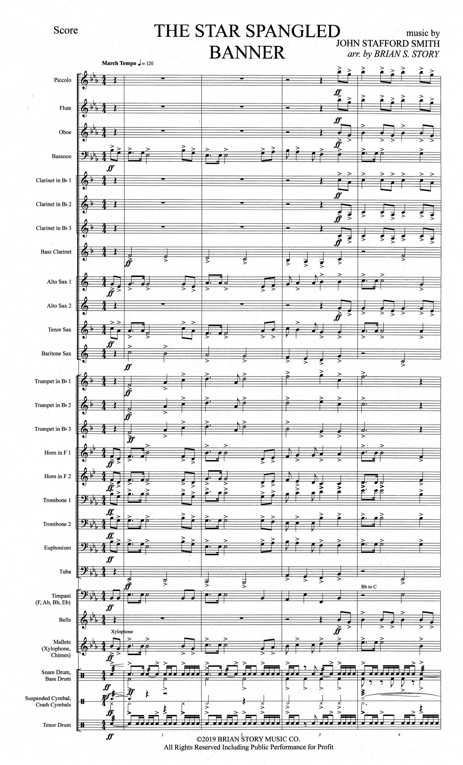 The Star Spangled Banner by Smith for Concert Band - Level 4 — Brian ...