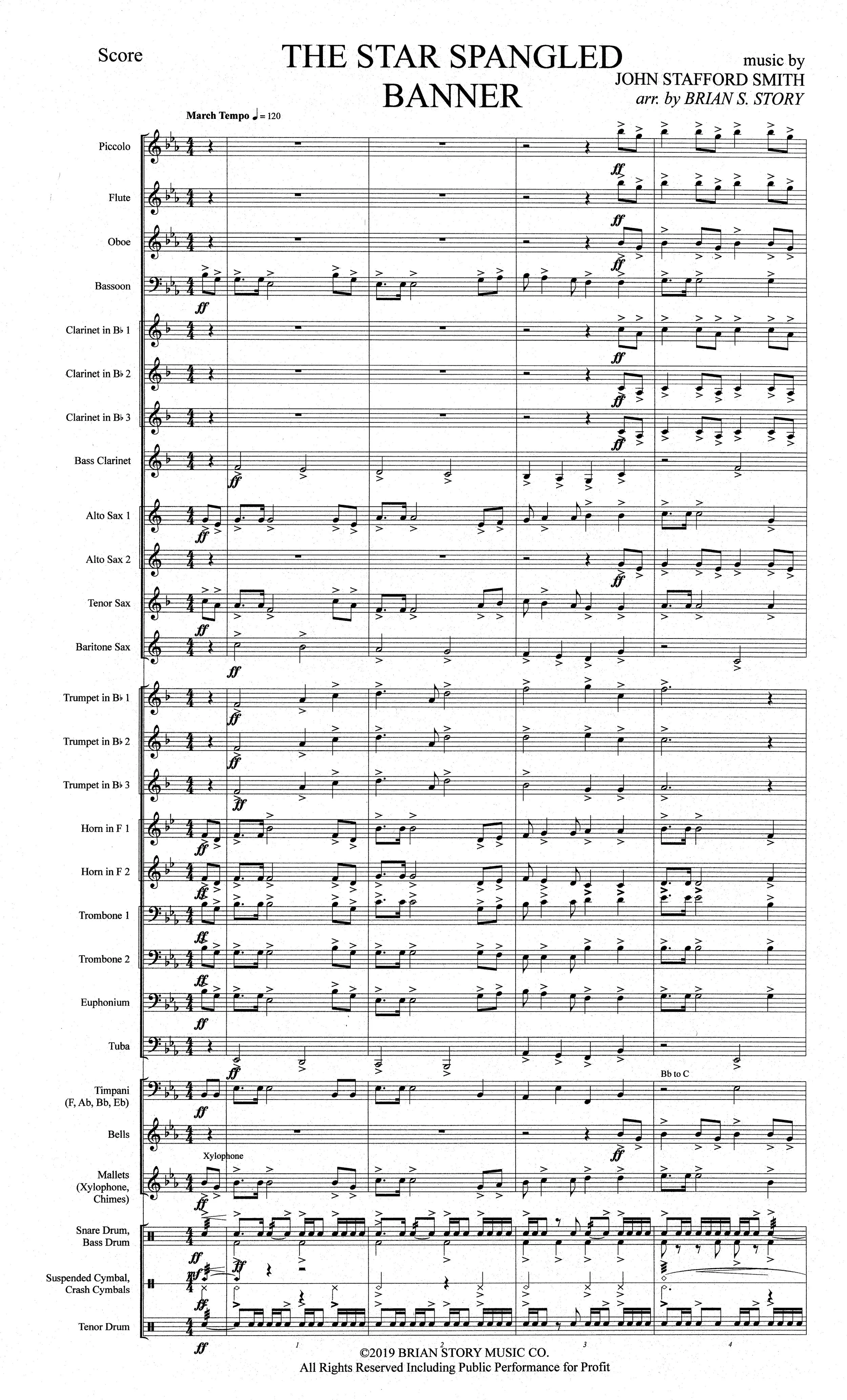 The Star Spangled Banner by Smith for Concert Band - Level 4 — Brian ...