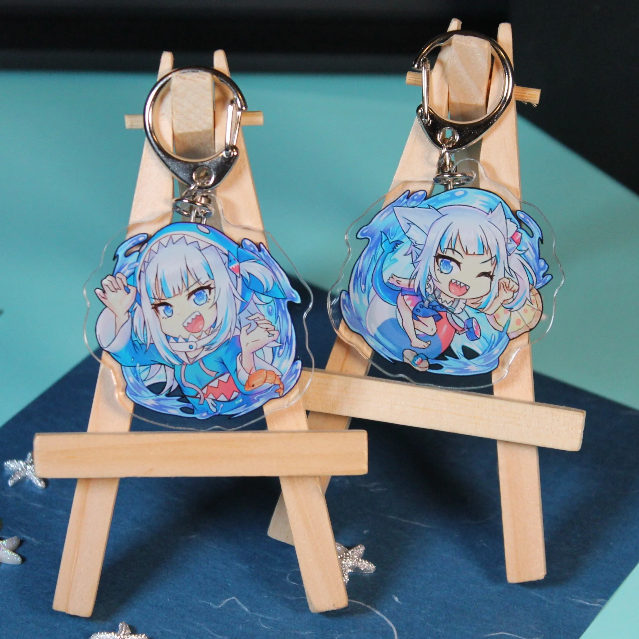 Hololive HoloMyth Gawr Gura Double Sided Keychain — Freeze-Ex's Store