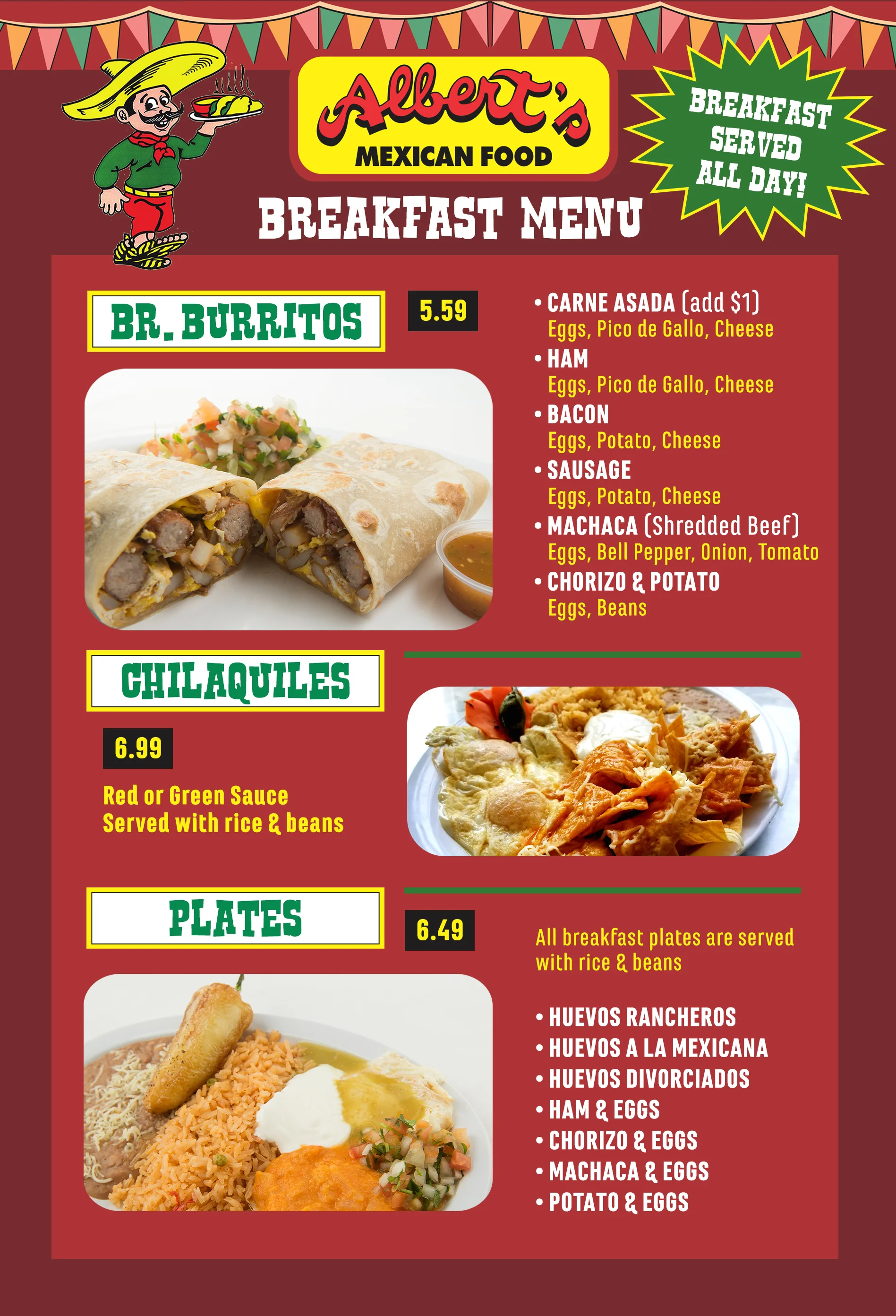 Mexican Restaurant Breakfast Menu