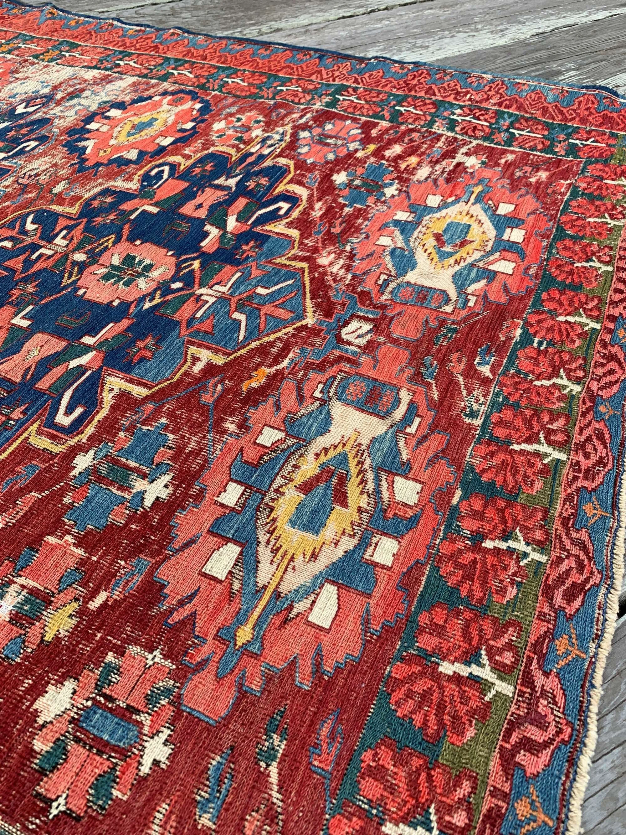 Steelman Rugs — Antique Caucasian Kuba Soumak Rug 4'8"x7'4" Snowflake ...