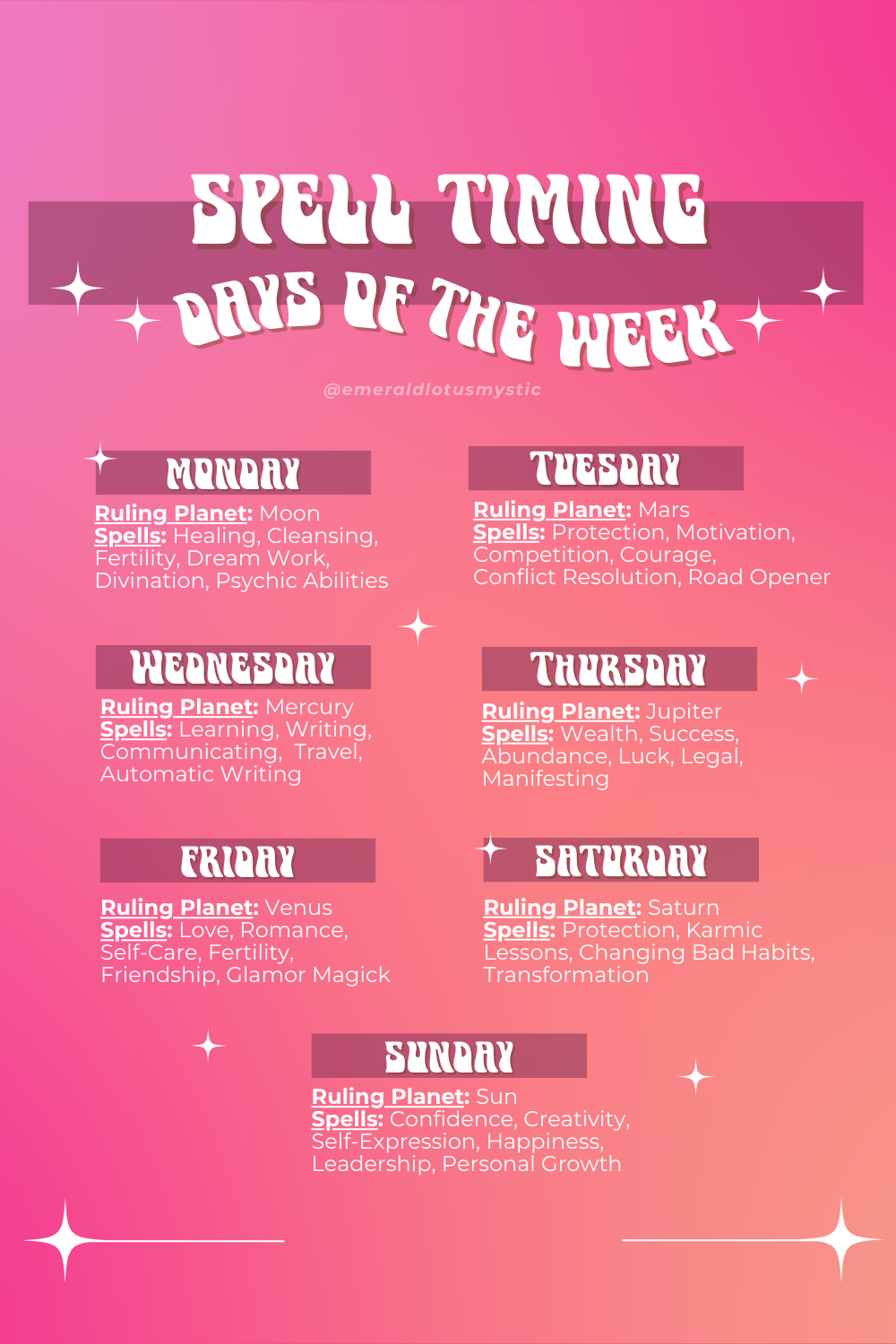 Timing Your Spells with Day of the Week Magick — Emerald Lotus