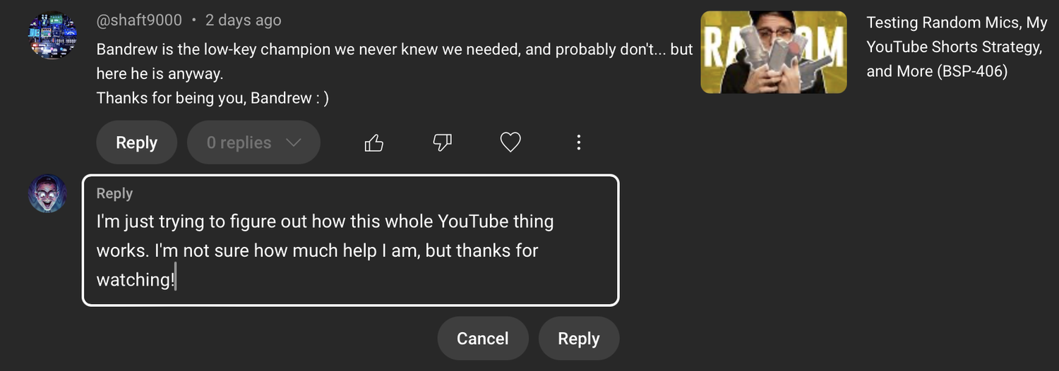 YouTube's AI Comment Replies are WILD — Bandrew Scott