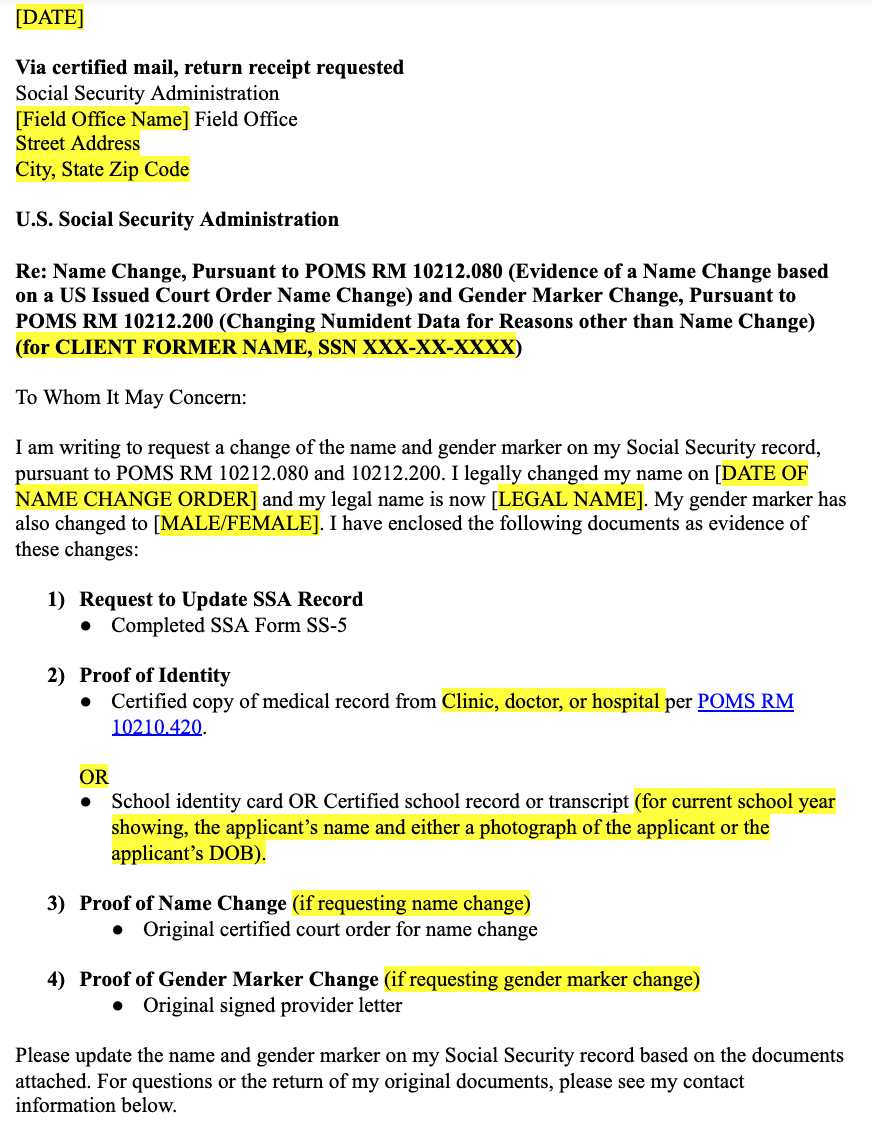 SSA Cover Letter — Trans Maryland