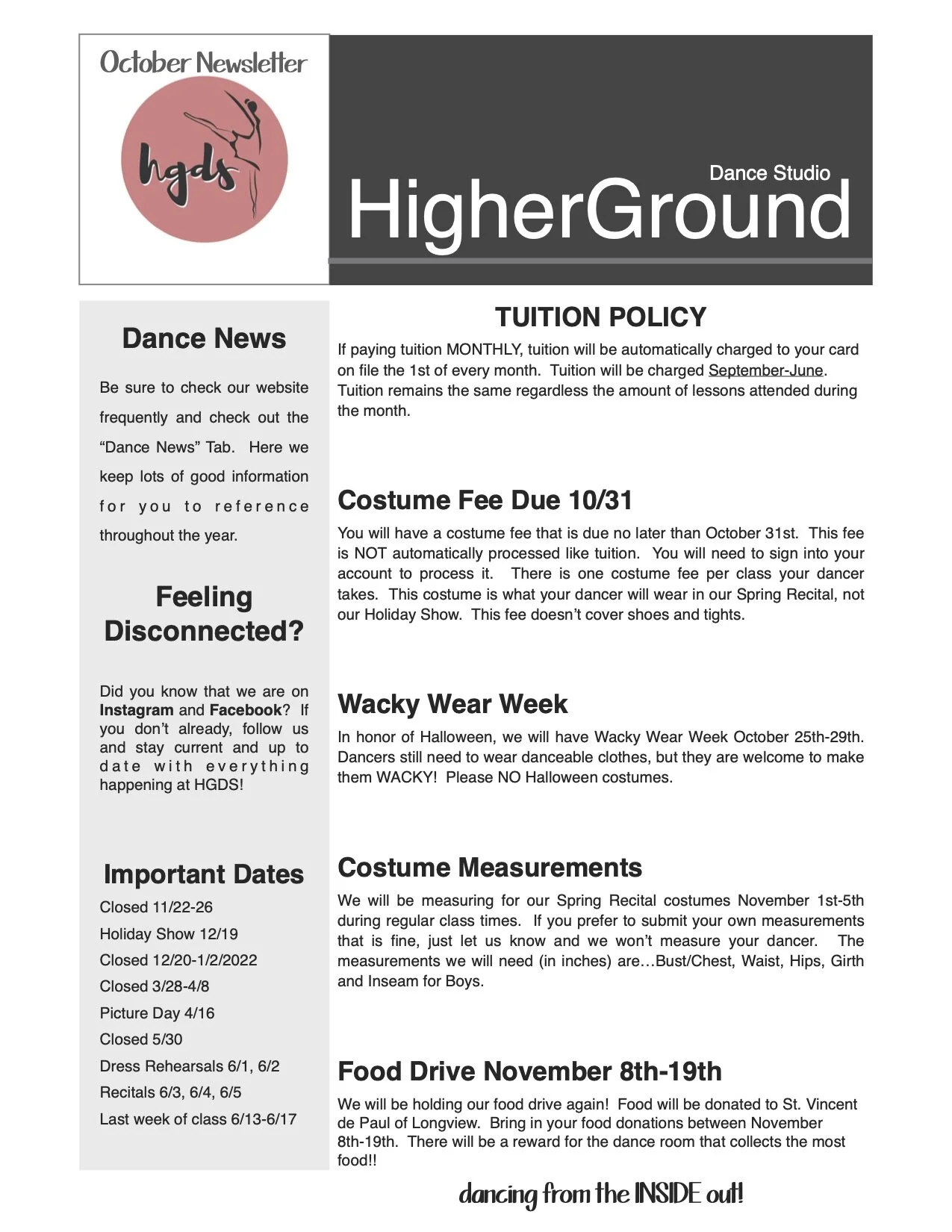 Dance News — Higher Ground Dance Studio