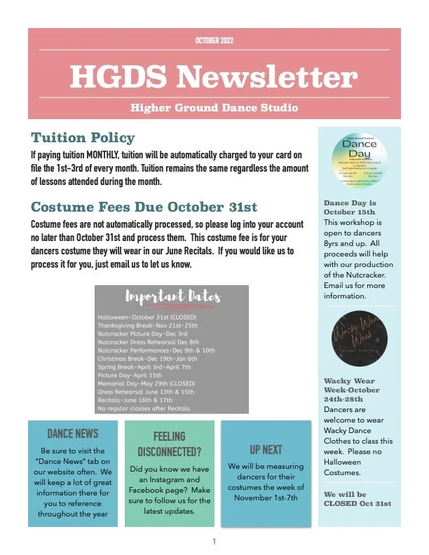 Dance News — Higher Ground Dance Studio