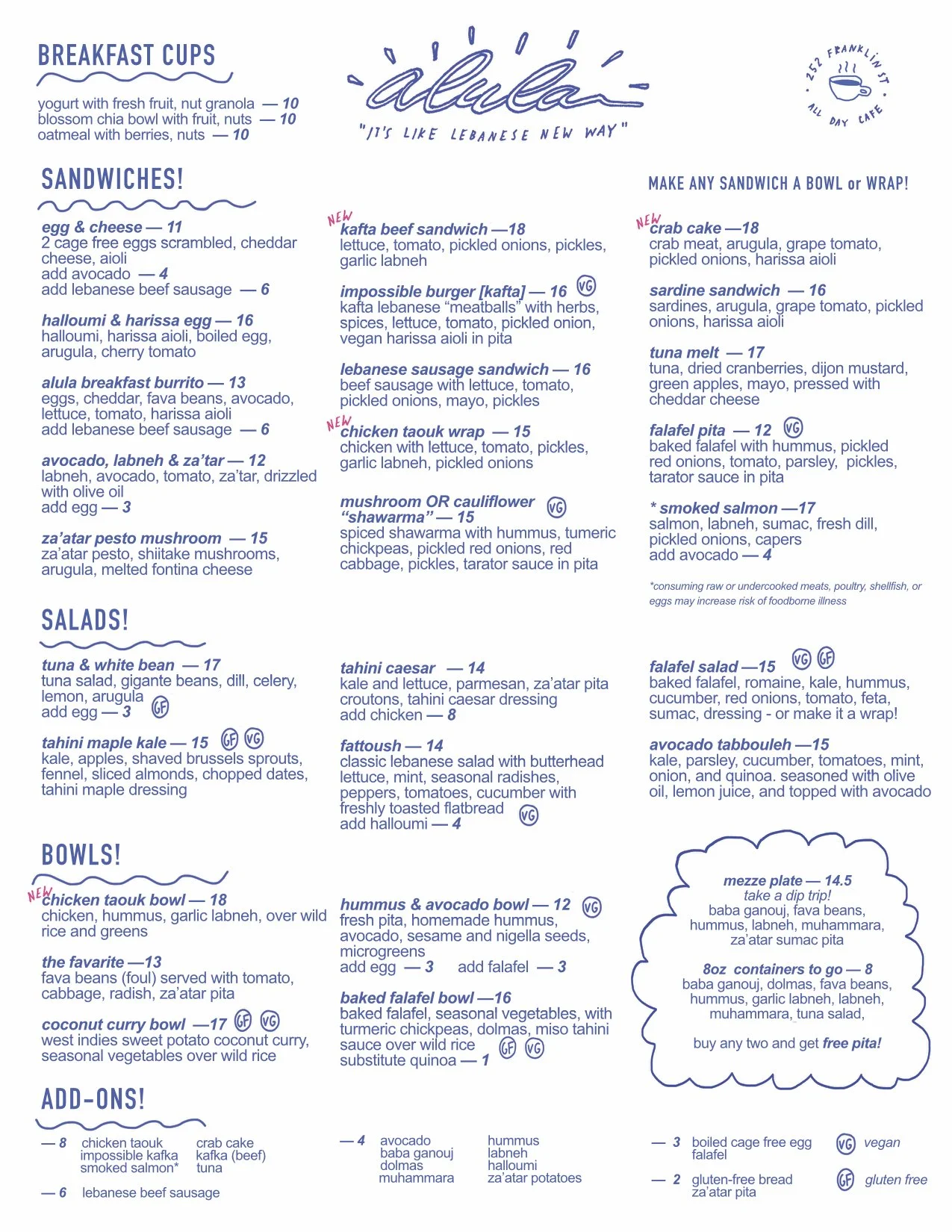 Menu — Cafe Alula