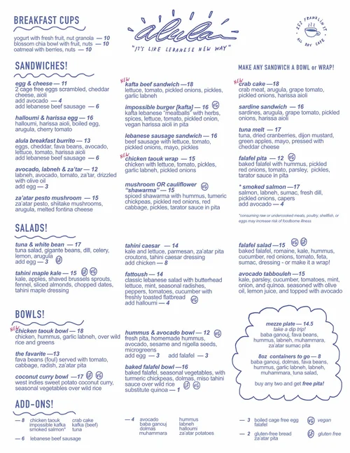 Menu — Cafe Alula