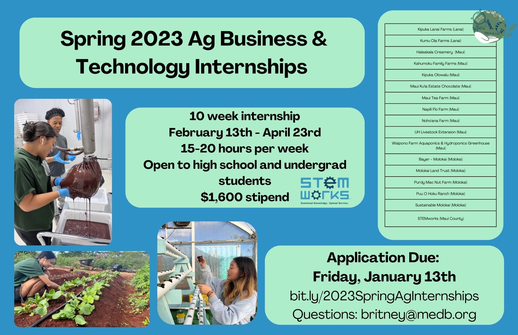 Maui County Ag Business & Technology Internships — STEMworks