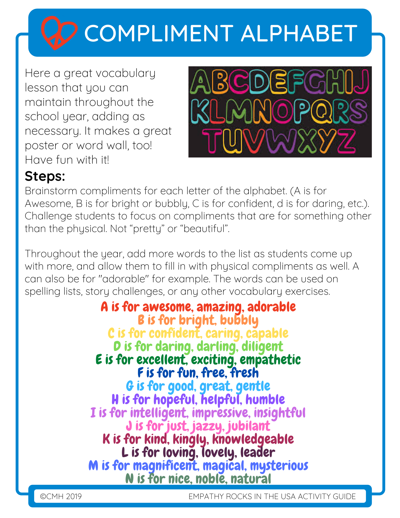 Compliment Alphabet — I Choose Empathy