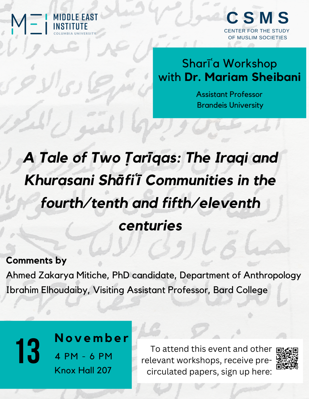 Sharia Workshop | A Tale of Two Tariqas: The Iraqi and Khurasani Shāfi ...