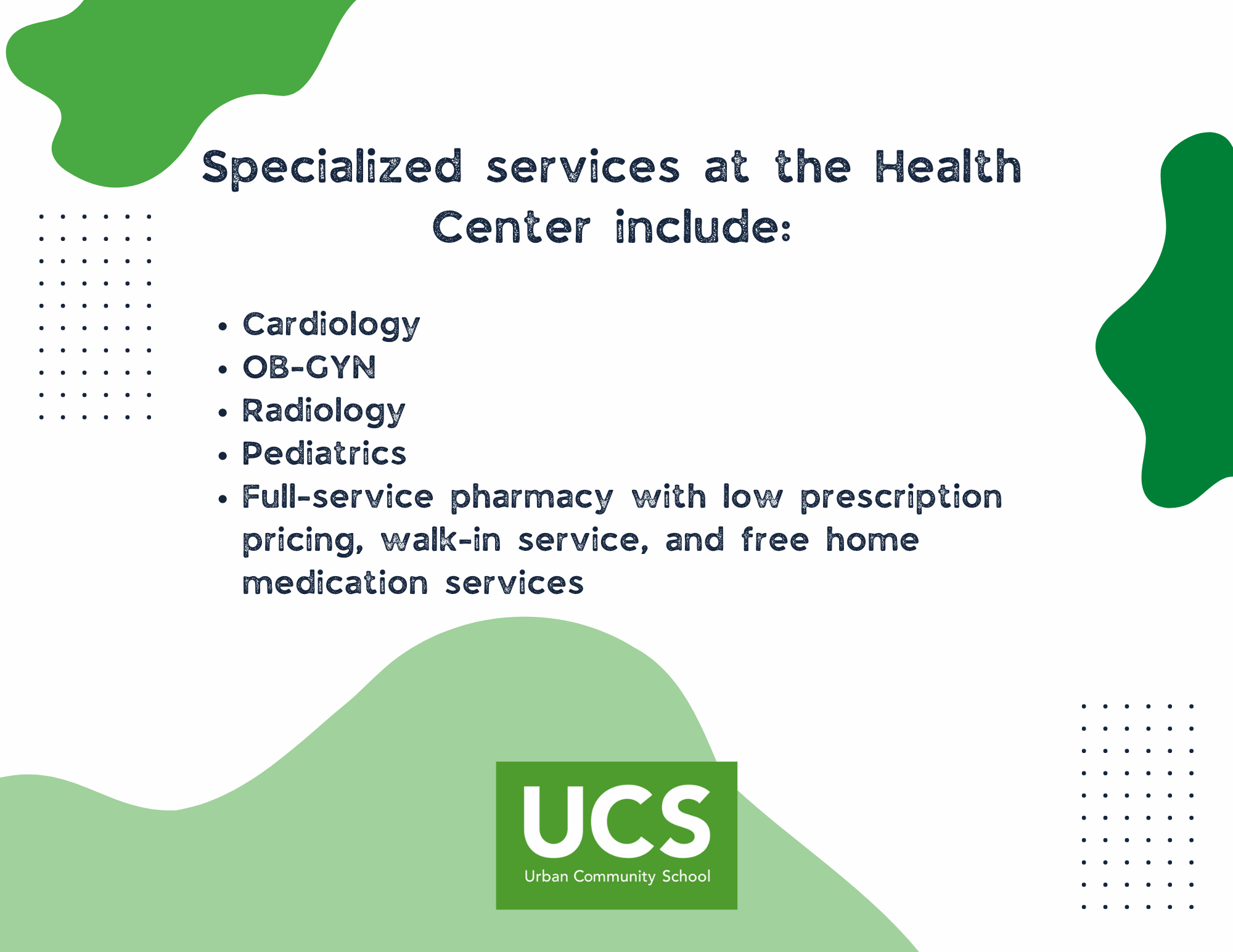 SCHOOL HEALTH PROGRAM — Urban Community School