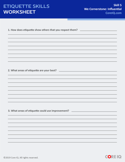 Skill 5: Etiquette Skills — Core IQ