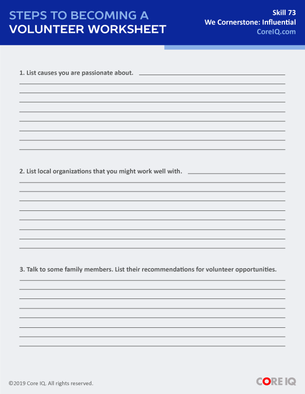 Skill 73: Steps to Becoming a Volunteer — Core IQ