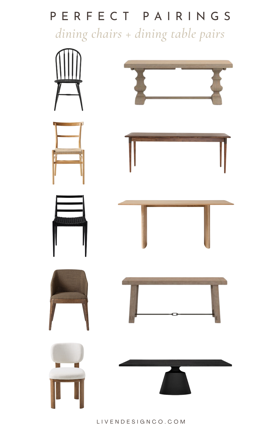 Perfect Pairings: Dining Chairs + Dining Table Pairs — LIVEN DESIGN