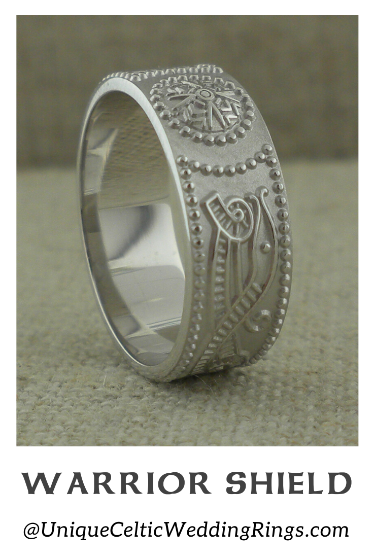 6 mm Celtic Warrior Shield Wedding Ring — Unique Celtic Wedding Rings ...