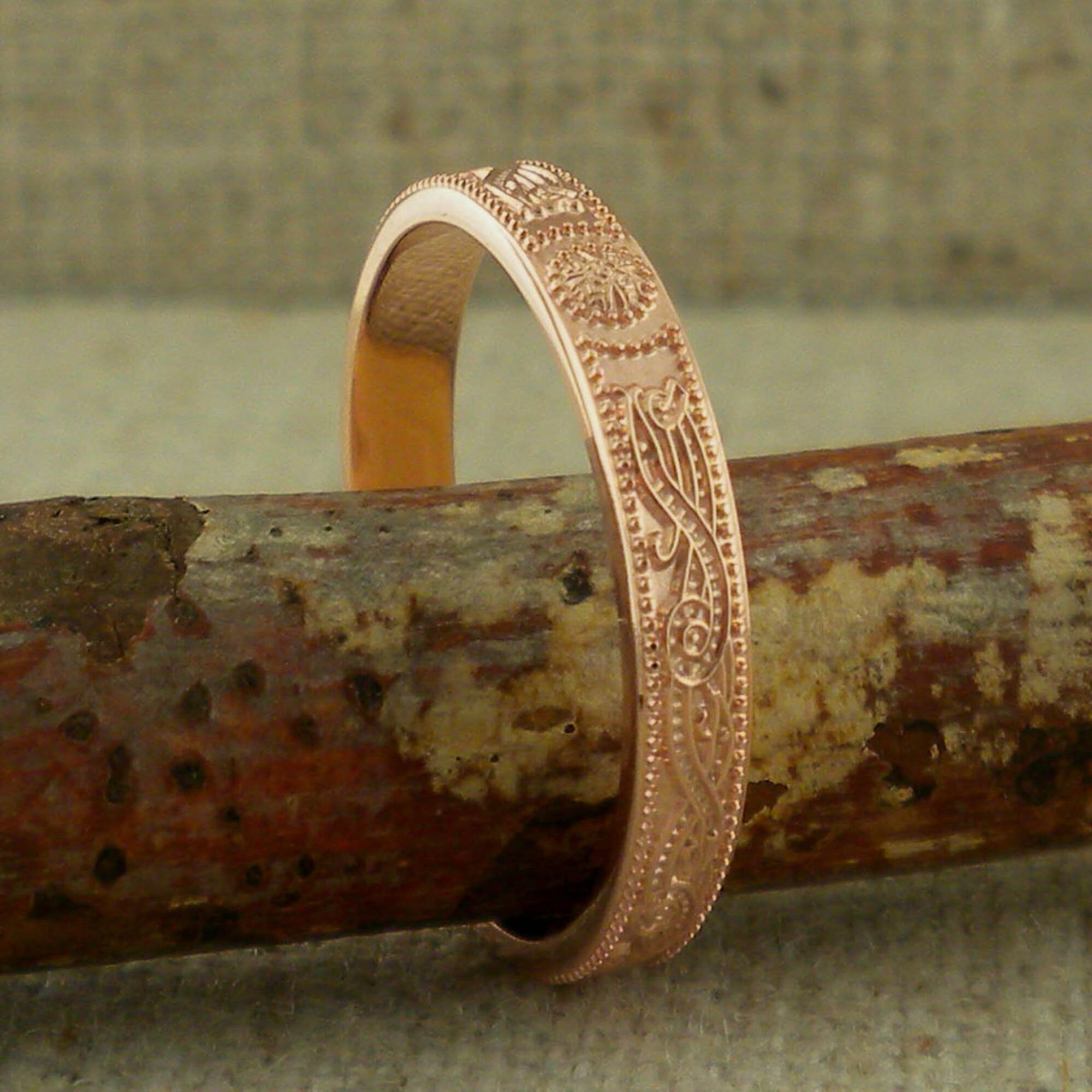 Ladies Narrow Celtic Warrior Shield Wedding Ring — Unique Celtic ...