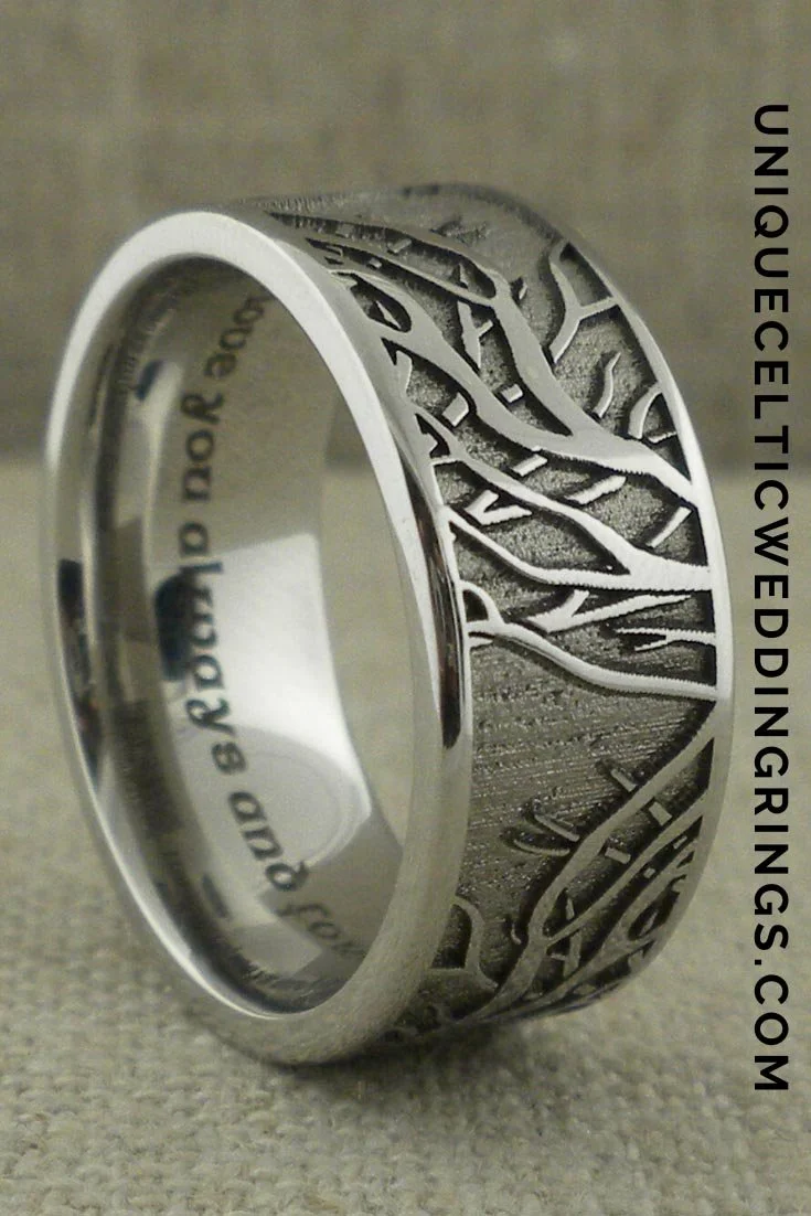 Cobalt Chrome Tree of Life Wedding Ring — Unique Celtic Wedding Rings