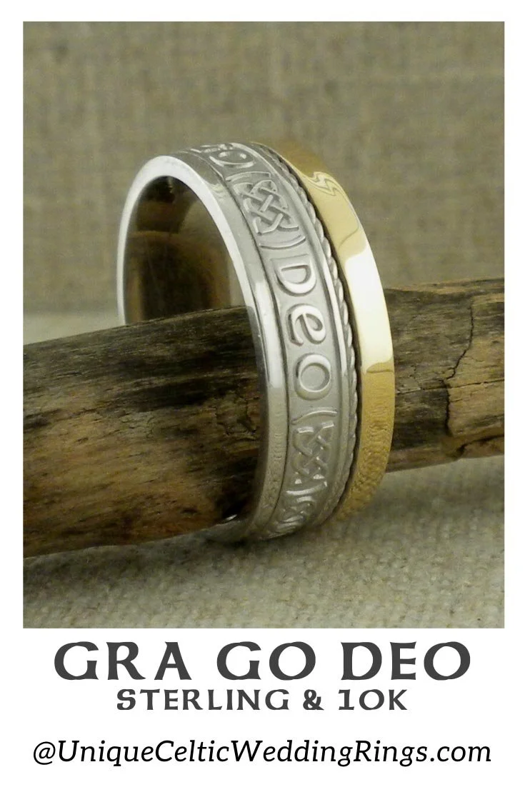 Gra Go Deo Wedding Ring 7.2 mm with Rail Edge — Unique Celtic Wedding Rings