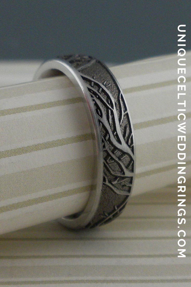Tree of Life Wedding Ring in Titanium — Unique Celtic Wedding Rings