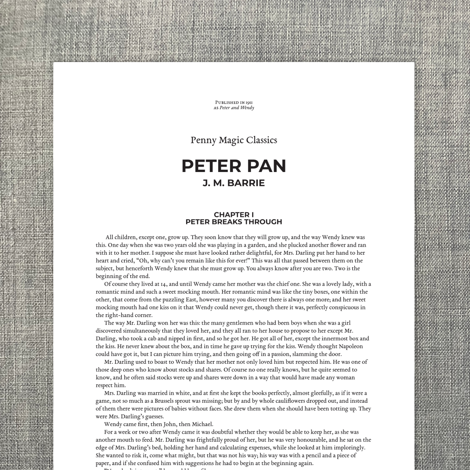 Peter and Wendy, or Peter Pan, the Book: Download a Printable PDF of J ...