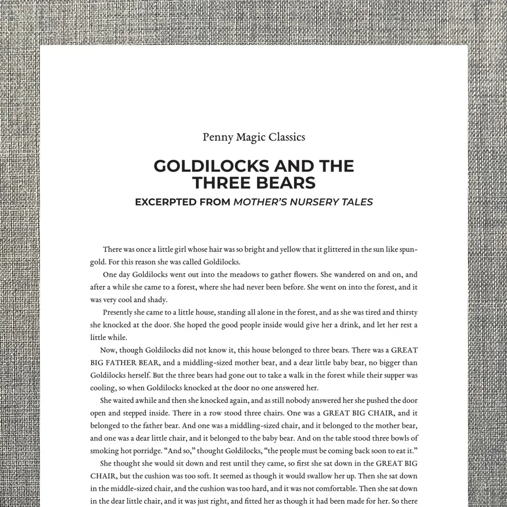 Download Goldilocks and the Three Bears Short Story as a Printable PDF — Penny Magic ...